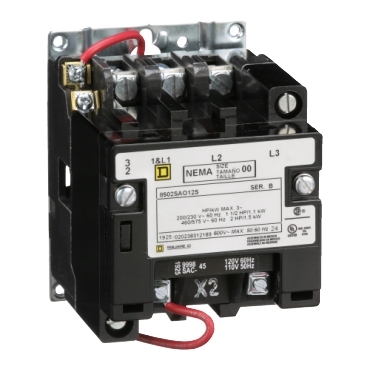 8502SAO12V03 - NEMA Contactor, Type S, nonreversing, Size 00, 9A, 3 HP ...