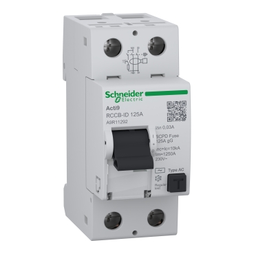 A9R11292 - Residual current circuit breaker (RCCB), Acti9 RCCB-ID, 2P, 125A, AC type, 30mA ...