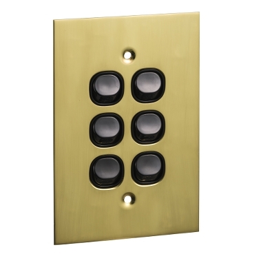 BBSL36VA-BK - Flush Switch, Metal Plate Series, 6 Gang, 250VAC, 10A ...