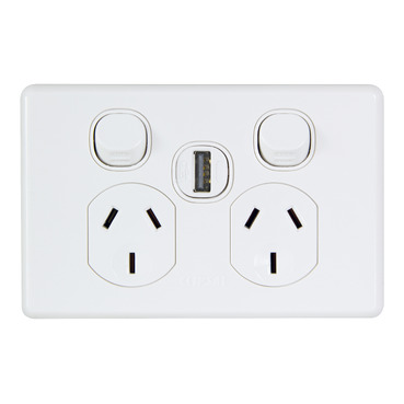 C2025USBC-WE - Power Outlet, Classic C2000 Series, Twin with 1 x ...