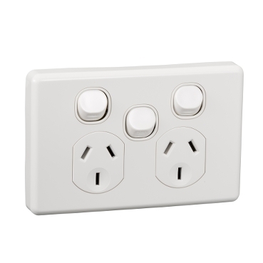 C2025XAS-WE - C2000 Series, Socket Outlet Switch, Double Horizontal ...