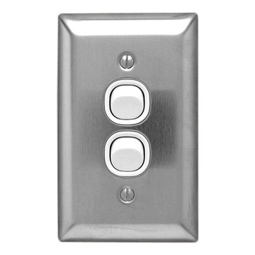 A32VA-WE - Flush Switch, Metal Plate Series, 2 Gang, 250VAC, 10A, A ...