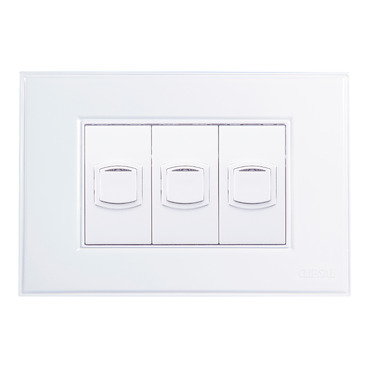 S8083HPBL-WE - Modena/Strato, Switch, Push-Button, 3 Gang, 250V AC 16AX ...