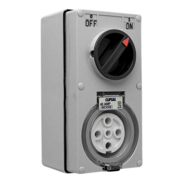 56CV540-GY - Clipsal - 56 Series, Switched Socket Outlet, 500V, 40A, 5 ...
