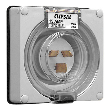 56AI315LE-GY - Socket Appliance Inlet, Clipsal - 56 Series, Ip56 3 PIN ...