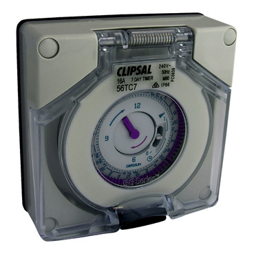 56TC7LE-GY - Timer, Clipsal - 56 Series, Surf IP66 7D 16A 250V Less ...