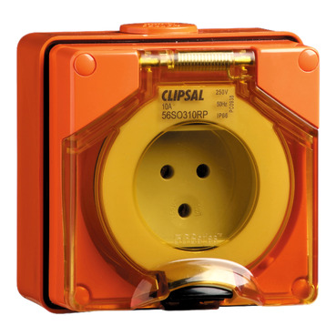 56SO310RP-RO - Surface Socket, Clipsal - 56 Series, IP66, 250V 10A - 3 ...