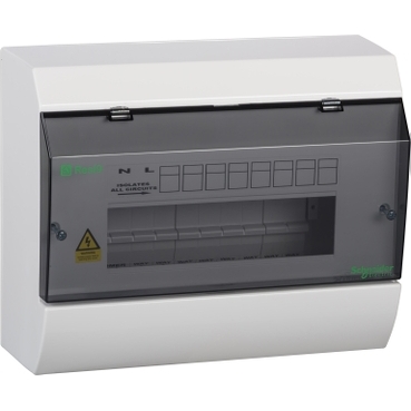 R9B08SG - 8 Way Resi9 consumer unit - smoked front | Schneider Electric UK