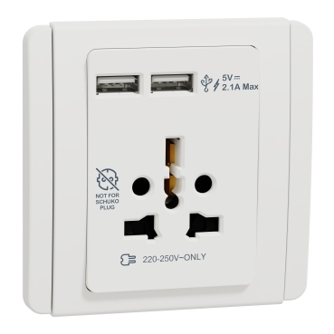E342616USB_WW - Neo 16A International Socket with 2.1A USB, White ...
