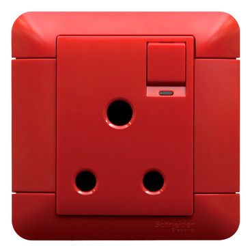 E8115_15N_RD - 15A 250V 1 Gang 3 Round Pin Switched Socket with Neon ...