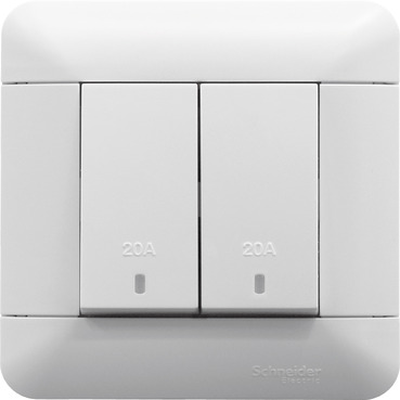 E8132D20N_WE - 20A 250V 2 Gang Double Pole Switch with Neon | Schneider ...