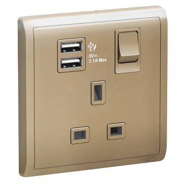 E8215USB_WG - 13A 1 Gang Switched Socket with 2.1A USB, Wine Gold ...