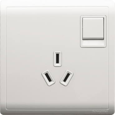 E8215_10S_WE - 10A 250V 1 Gang 3 Flat Pin Switched China Socket, White ...