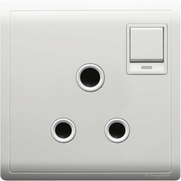 E8215_15N_WE - 15A 250V 1 Gang 3 Round Pin Switched Socket with Neon ...