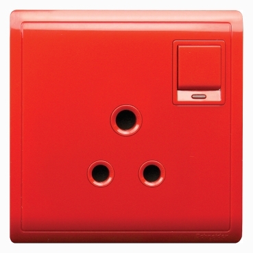 E8215_5N_RD - 5A 250V 1 Gang 3 Round Pin Switched Socket with Neon ...