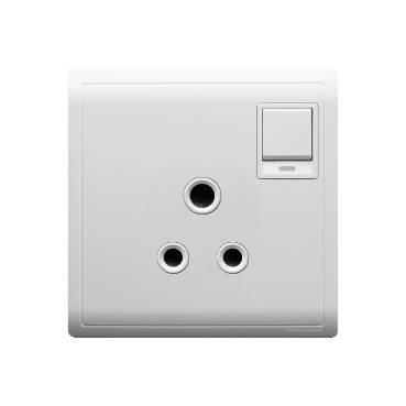 E8215_5N_WE - 5A 250V 1 Gang 3 Round Pin Switched Socket with Neon ...
