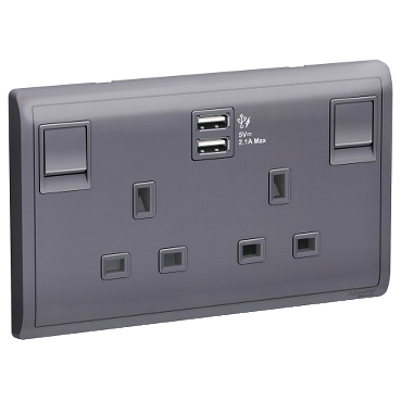 E82T25USB_LS_G12 - 13A Twin Gang Switched Socket with 2.1A USB ...