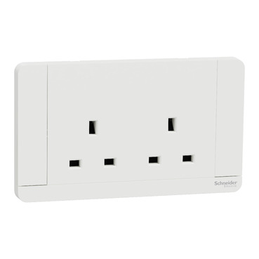 E83T25D_WE - Switched socket, AvatarOn, 13A 250V, 2 pole, 2 gang, white ...
