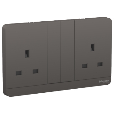 E83T25_DG_G12 - AvatarOn, 2 switched socket, 3P, 13 A, 250 V, Dark Grey ...