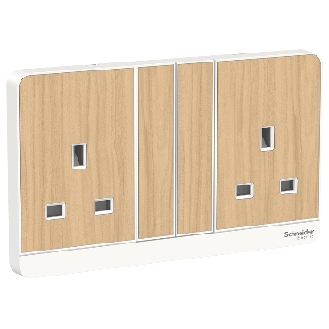 E83T25_LW_G11 - AvatarOn - 13A 250V 2Gang Switched Socket, Light wood ...