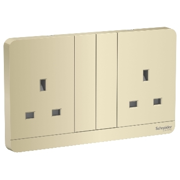 E83T25_WG_G12 - AvatarOn, 2 switched socket, 3P, 13 A, 250 V, Wine Gold ...