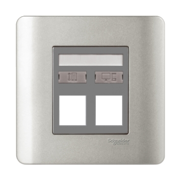E8432RJ_SA - 2 Gang Wallplate without Modular Jack, Sliver Satin ...