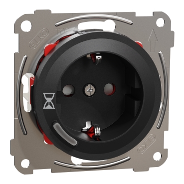 EKO50112 - Socket outlet with timer, ELKO One, 16A, 1 pole, SSO, black ...