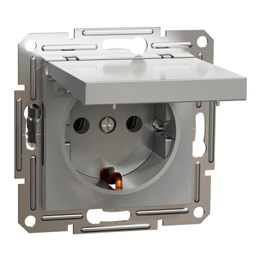 EPH3100161 - Asfora - single socket outlet with side earth with lid, wo ...