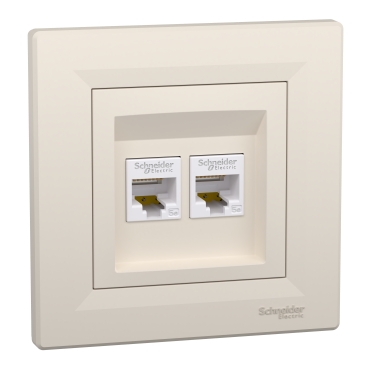 EPH4400123 - Asfora - prise double - RJ45 cat.5e UTP crème | Schneider ...