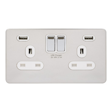 GGBGU34202USBWPC - Double switched socket, Ultimate Screwless flat ...