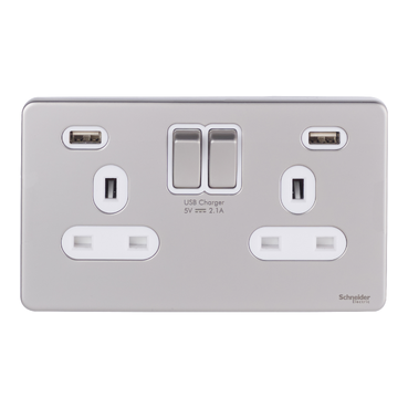 GGBGU34202USBWPN - Double switched socket, Ultimate Screwless flat ...