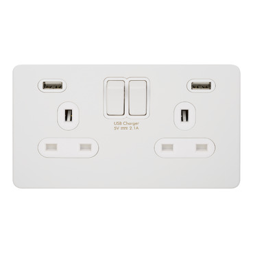GGBGU34202USBWPW - Double switched socket, Ultimate Screwless flat ...