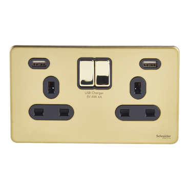 GGBGU3424DBPB - Ultimate - Switched Socket 2 USB charger - 2 gang - 13A ...