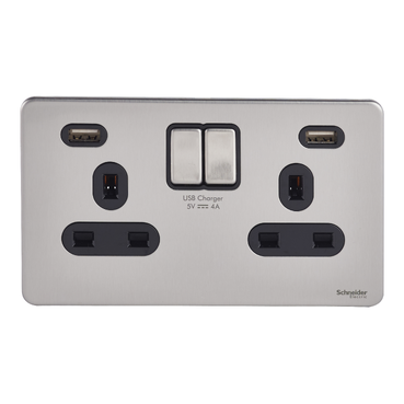 GGBGU3424DBSS - "Ultimate - Switched Socket 2 USB charger - 2 gang ...
