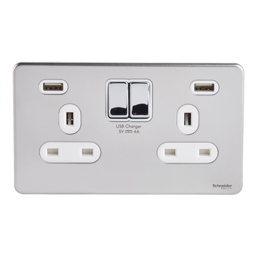 GGBGU3424DWPC - "Ultimate - Switched Socket 2 USB charger - 2 gang ...