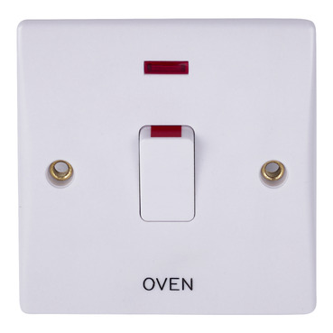 GU2011OV - Switch, Ultimate Slimline, 20A, 2-pole, neon, oven, white ...