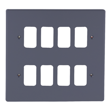 GUG08GGY - Frontplate, 8 Gang Grid Flat c/w Mounting Frame | Schneider ...