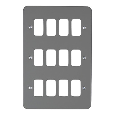 GUG12GMC - Ultimate - metal clad plate Grid system - 12 gangs - grey ...