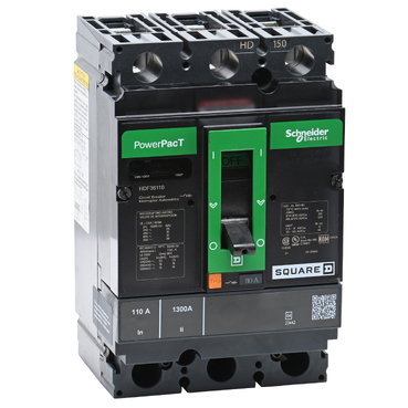 HDF36110 - Circuit breaker, PowerPacT H, 110A, 3 pole, 600VAC, 14kA ...