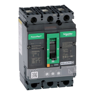 HDL36150CU33X - Circuit breaker, PowerPacT H, 150A, 3 pole, 600VAC ...