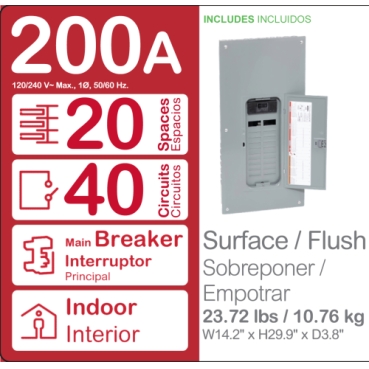 Square D 200 Amp All In One Panel Meter Main