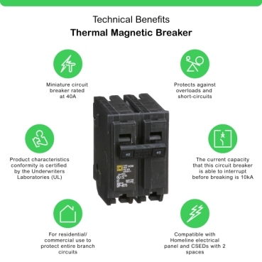 HOM240CP - Mini circuit breaker, Homeline, 40A, 2 pole, 120/240VAC ...