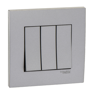 KB33_AS - Switch, Vivace, 16AX, 250V, 2 way, 3 gang, aluminium Silver ...