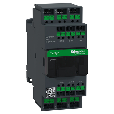 LC1D25ABNE - Contactor, TeSys Deca Advanced, 3P(3NO), AC-3/3e,