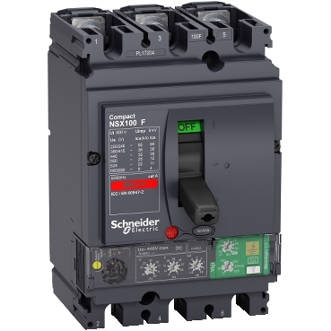 LV433826 - Circuit breaker, ComPact NSX100F, 36kA/415VAC, MicroLogic 4.2 Vigi trip unit 40A, 3 ...