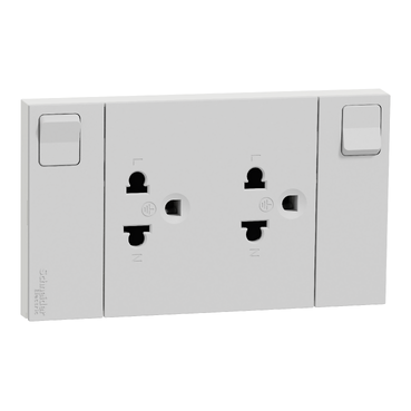 M3T_SIS_GY_G5 - Switched socket, Avataron A, universal, 3-pin, 2 gang ...