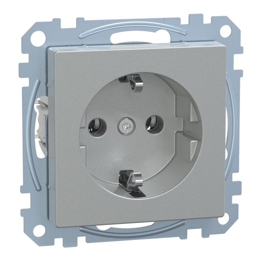 SCHUKO-Steckdose, Schraub-Liftklemmen, aluminium, System M