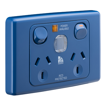 ML2025I-DB - Twin Switch Socket Outlet, Medilec, 250V, 10A, 2 Gang, 1 ...