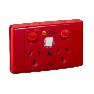 ML2025IS-RD - Twin Switch Socket Outlet, Medilec, 250V, 10A, 2 Gang ...