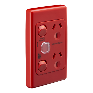 ML2025VI-RD - Switch Socket Outlet, Medilec, Twin, 250V, 10A, 2 Gang, 1 ...